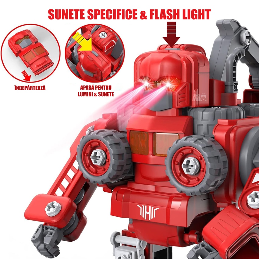 Robot Transformer DIY in 5 Masini de Pompieri, Linomag®, Camion cu ...