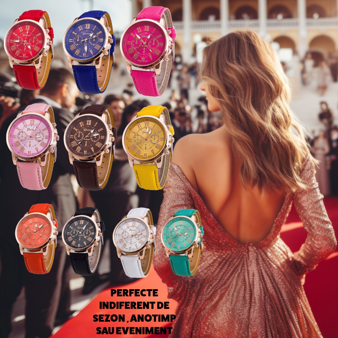 Set 10 Ceasuri Geneva Casual, Quartz Dama Multicolor, Perfect pentru ...