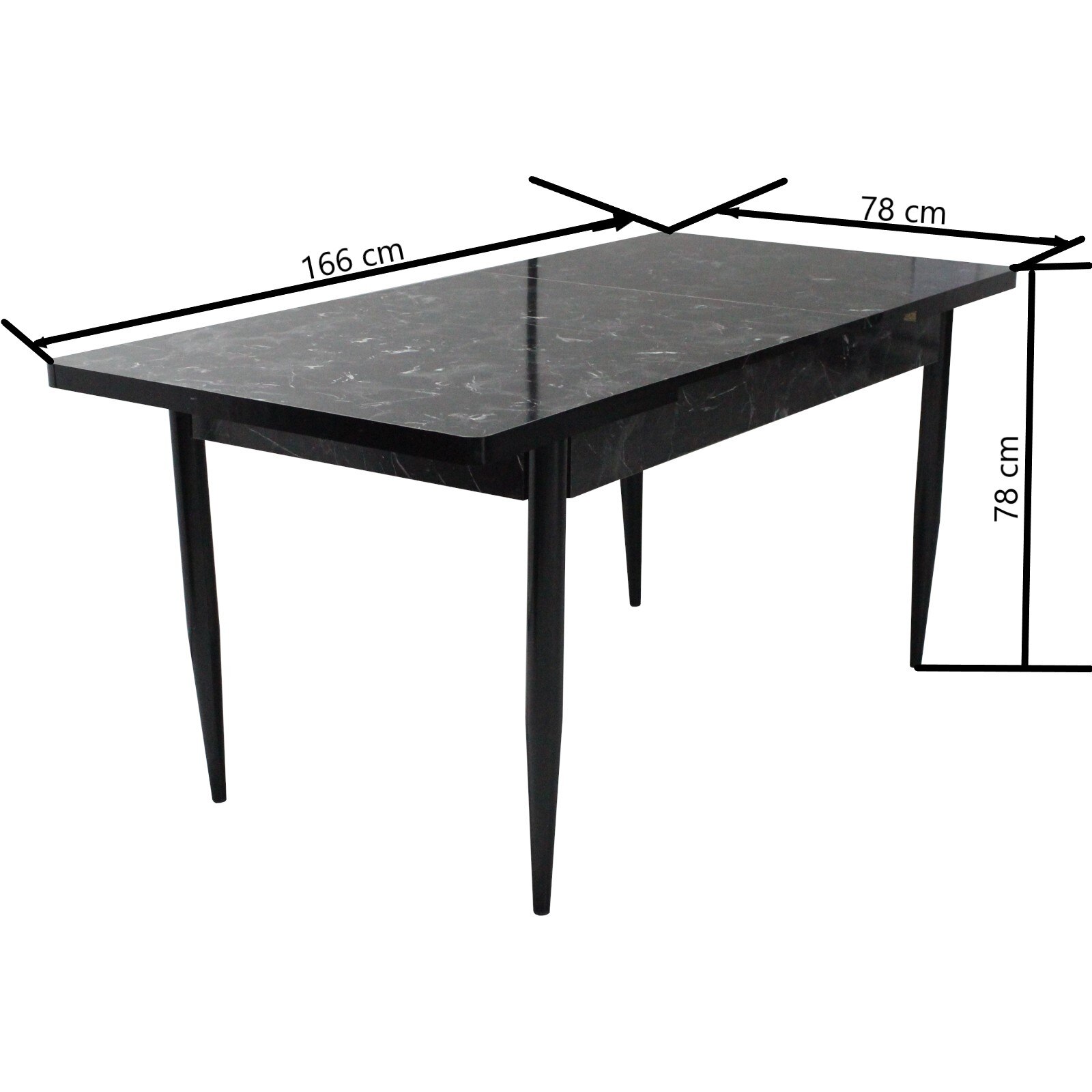 Set masa extensibila Aris Negru Marmorat cu 6 scaune Artur negru ...