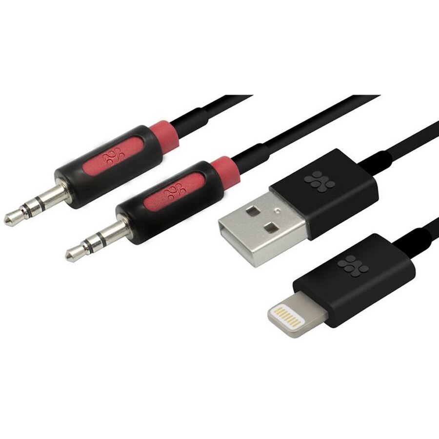 Kit conectare Promate, Cablu Lightning + Cablu audio 3.5 mm - eMAG.ro