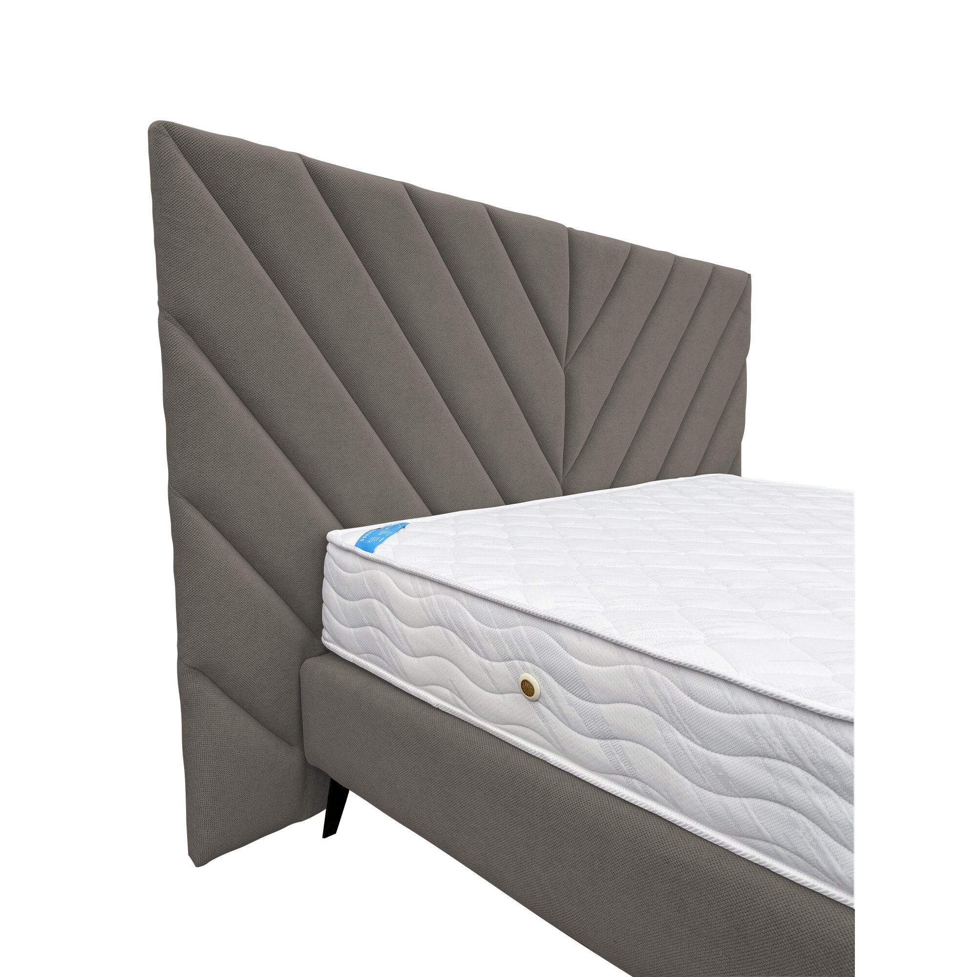 Pat tapitat Boxspring, Aris, gri, C83, 180x200 - eMAG.ro