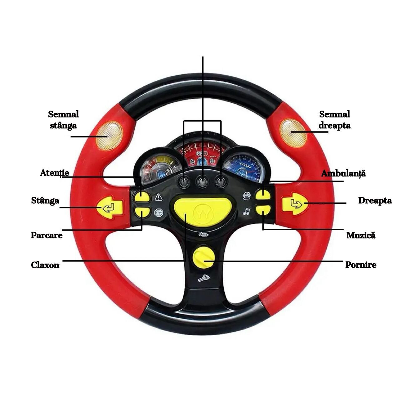 Volan Interactiv Muzical pentru Copii cu Sunete si Lumini, semnale si ...