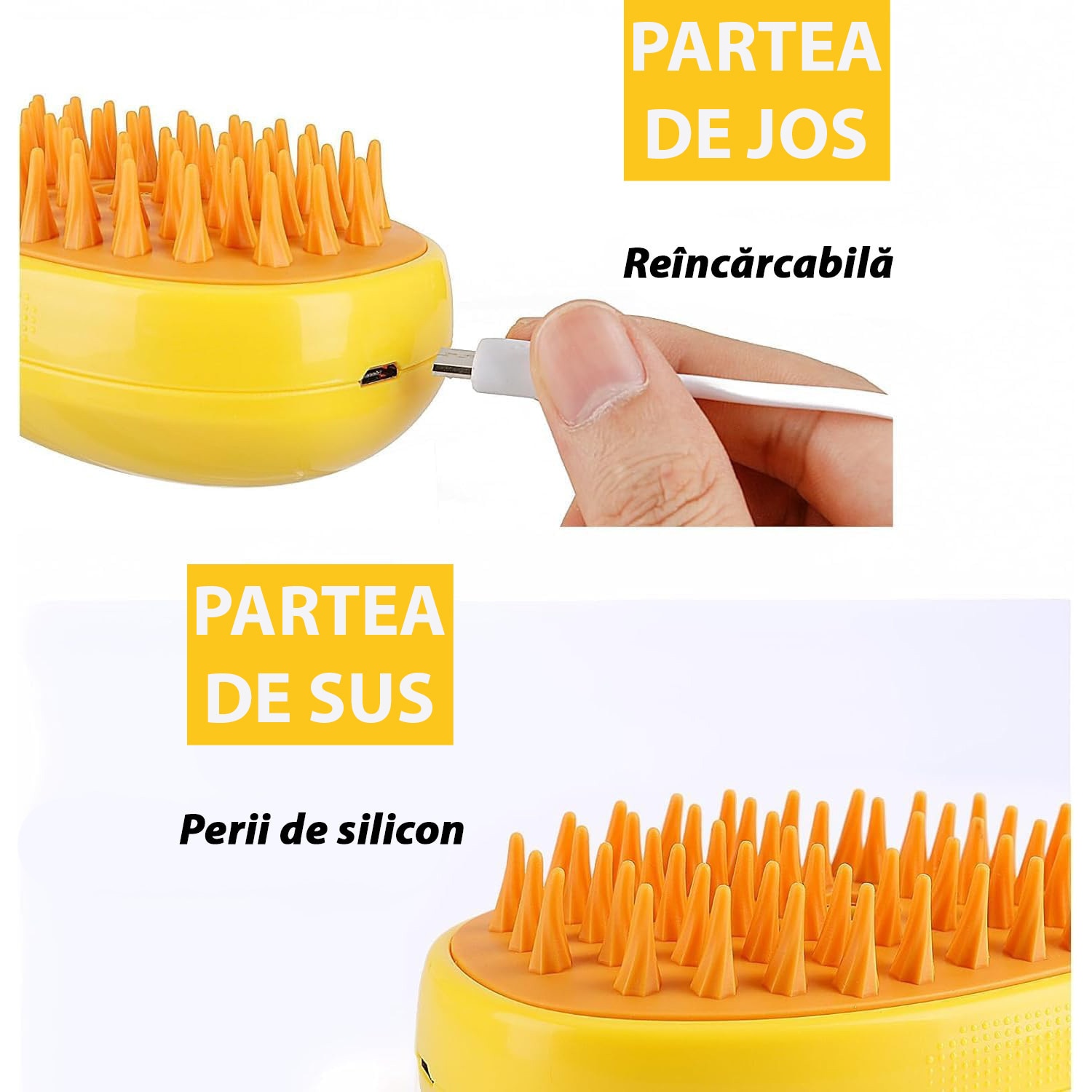 Perie 3 in 1 multifunctionala pentru animale de companie, cu aburi ...