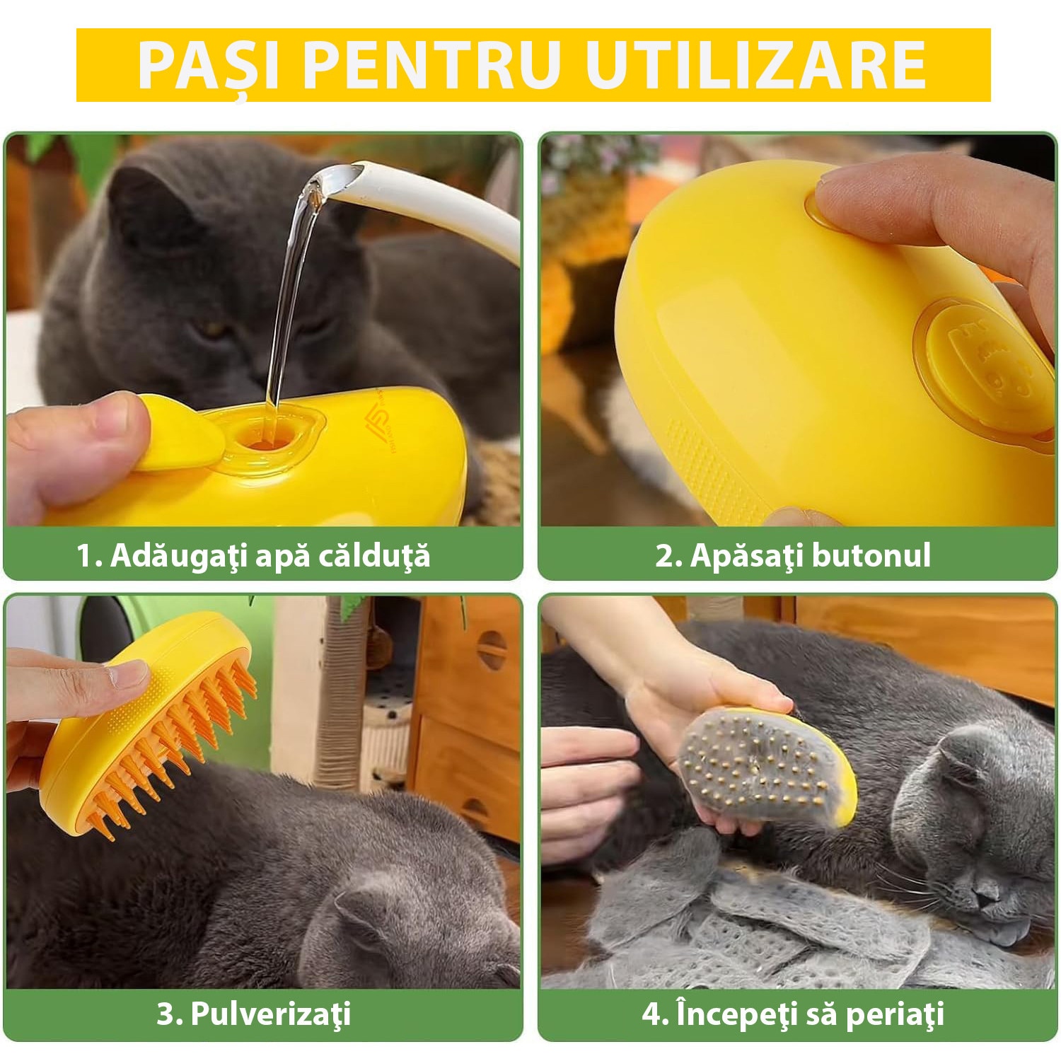 Perie 3 in 1 multifunctionala pentru animale de companie, cu aburi ...