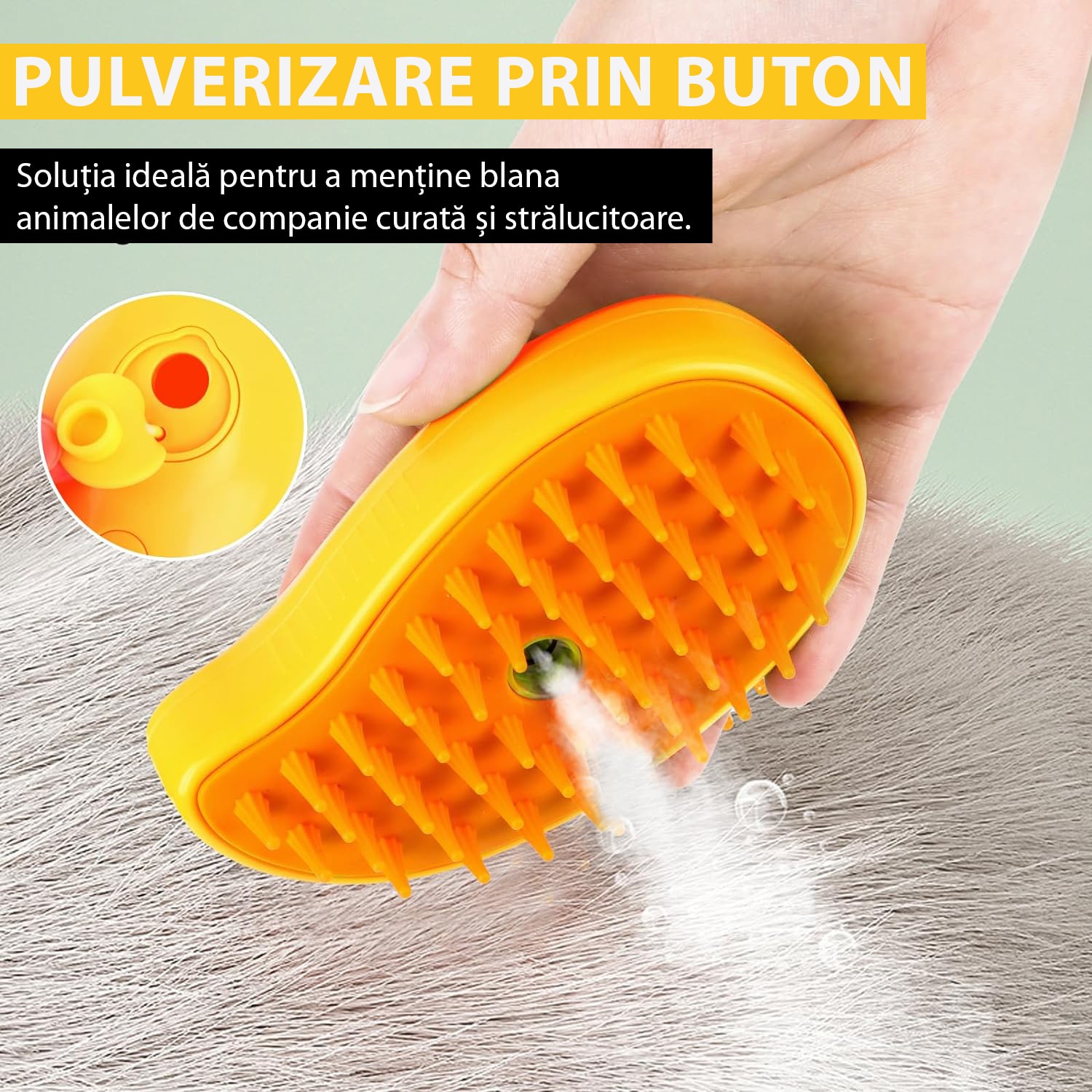 Perie 3 in 1 multifunctionala pentru animale de companie, cu aburi ...