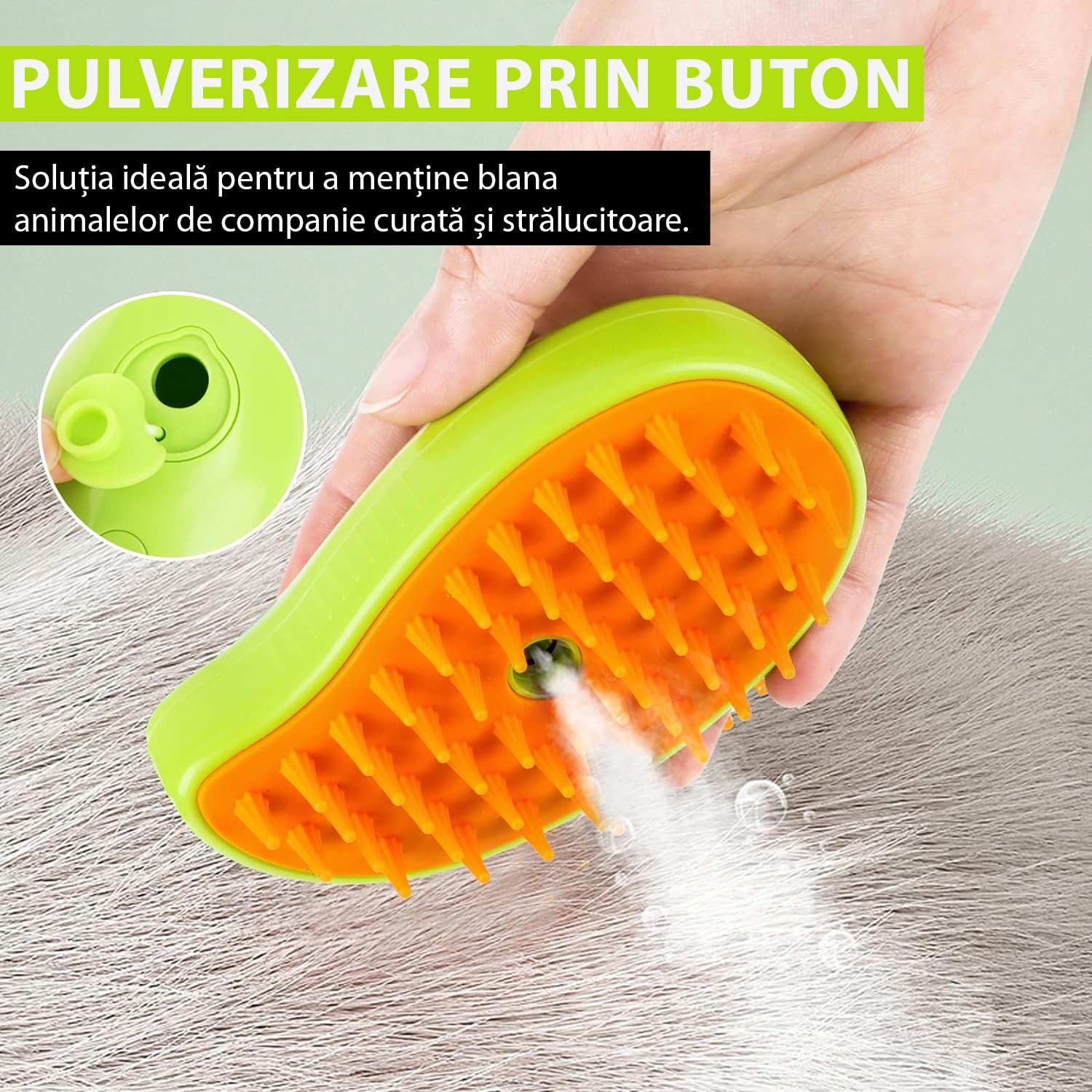 Perie 3 in 1 multifunctionala pentru animale de companie, cu aburi ...