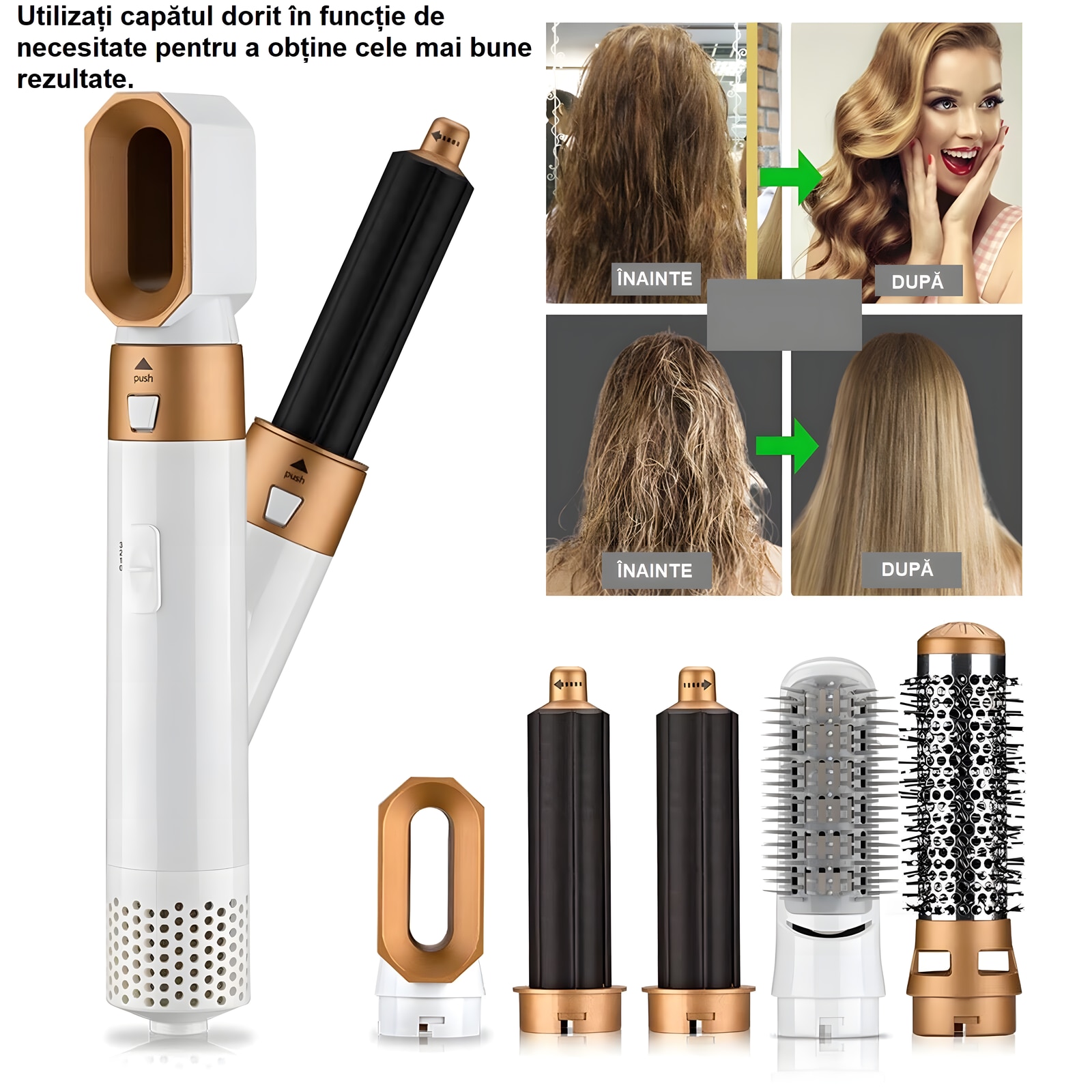 Perie Electrica pentru Par Infiniteea™, Multifunctionala, 7 in 1, 1000W ...