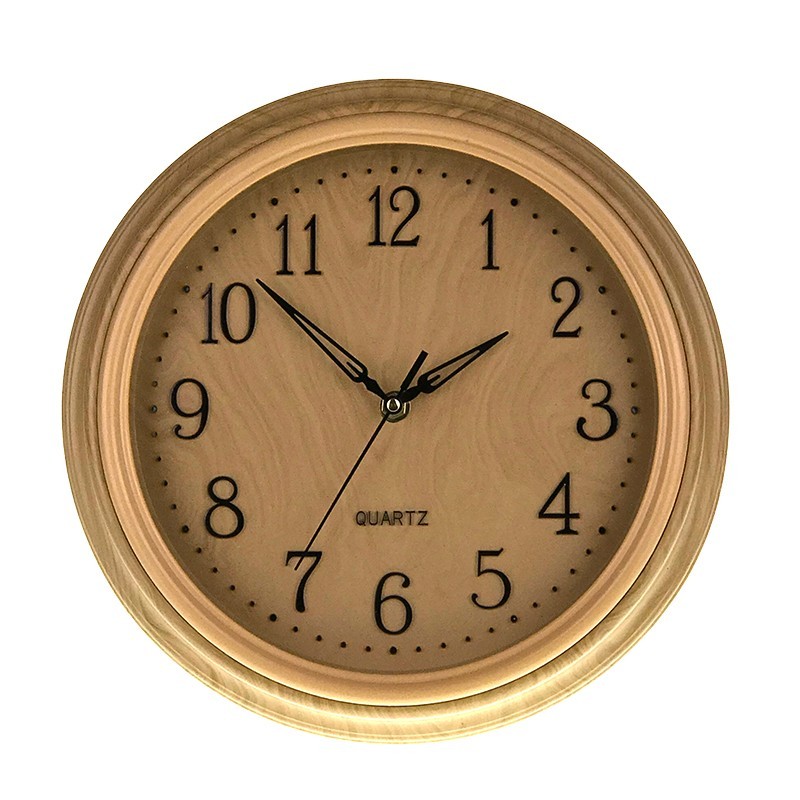 Ceas din plastic, de perete, cu rama dubla ce imita lemnul, 30x30 cm, maro - eMAG.ro