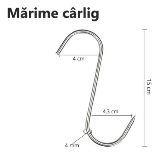Set 15 carlige profesionale din otel pentru macelarie, afumatoare sau ...