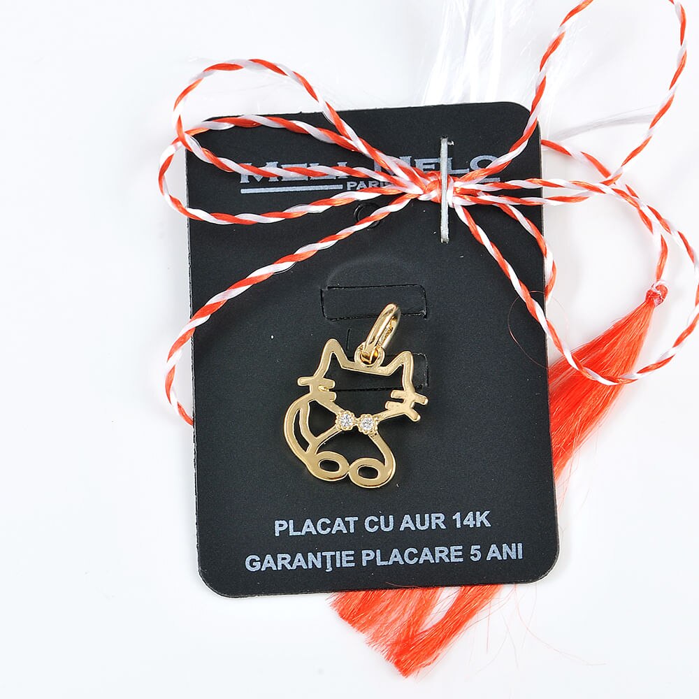 Pandantiv placat cu aur contur pisica, Meli Melo Paris - eMAG.ro