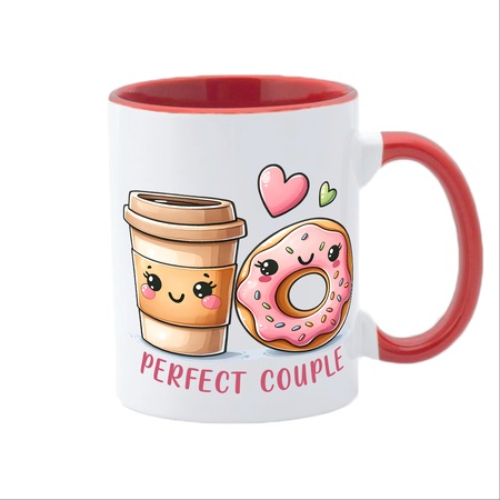 Cana alba personalizata, interior rosu si maner rosu, Colectia ...