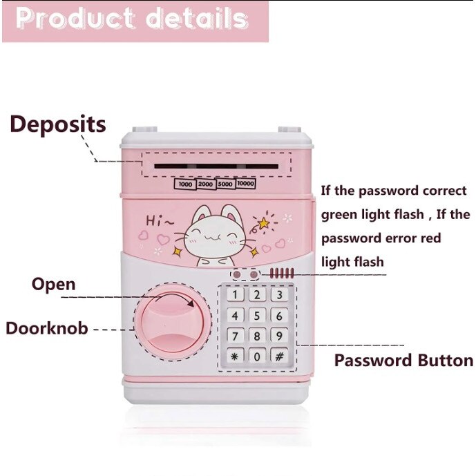 Pusculita interactiva cu functie cod PIN tip seif, model Hello Kitty ...