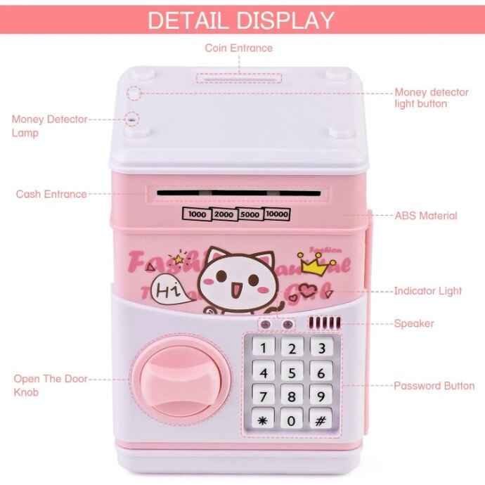 Pusculita interactiva cu functie cod PIN tip seif, model Hello Kitty ...