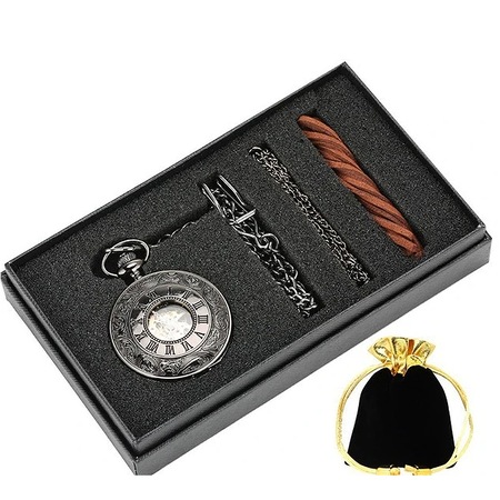 Set ceas de buzunar vintage Mbrands mecanic skeleton - eMAG.ro