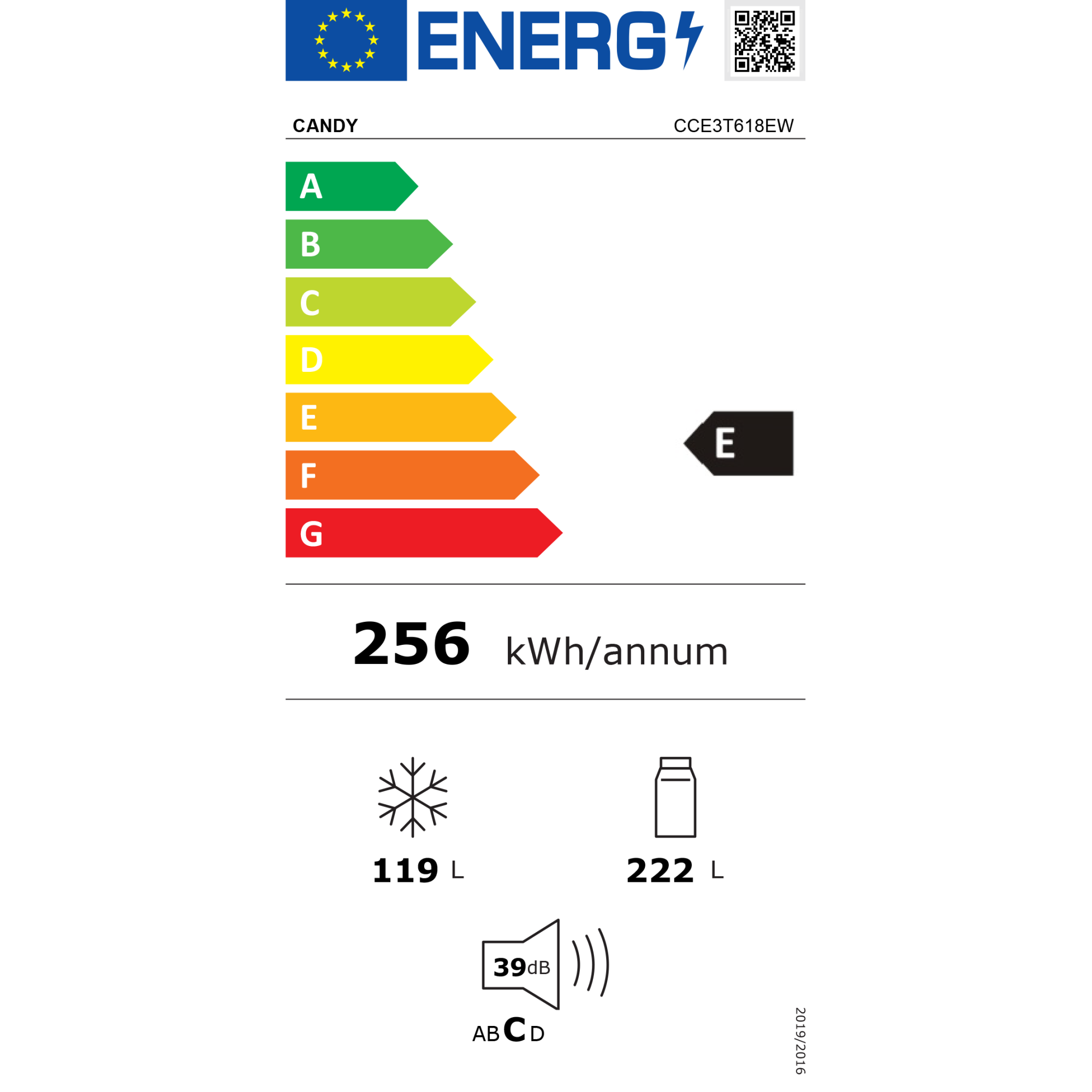 Combina frigorifica Candy CCE3T618EW, No Frost, 341 L, No Frost, clasa ...