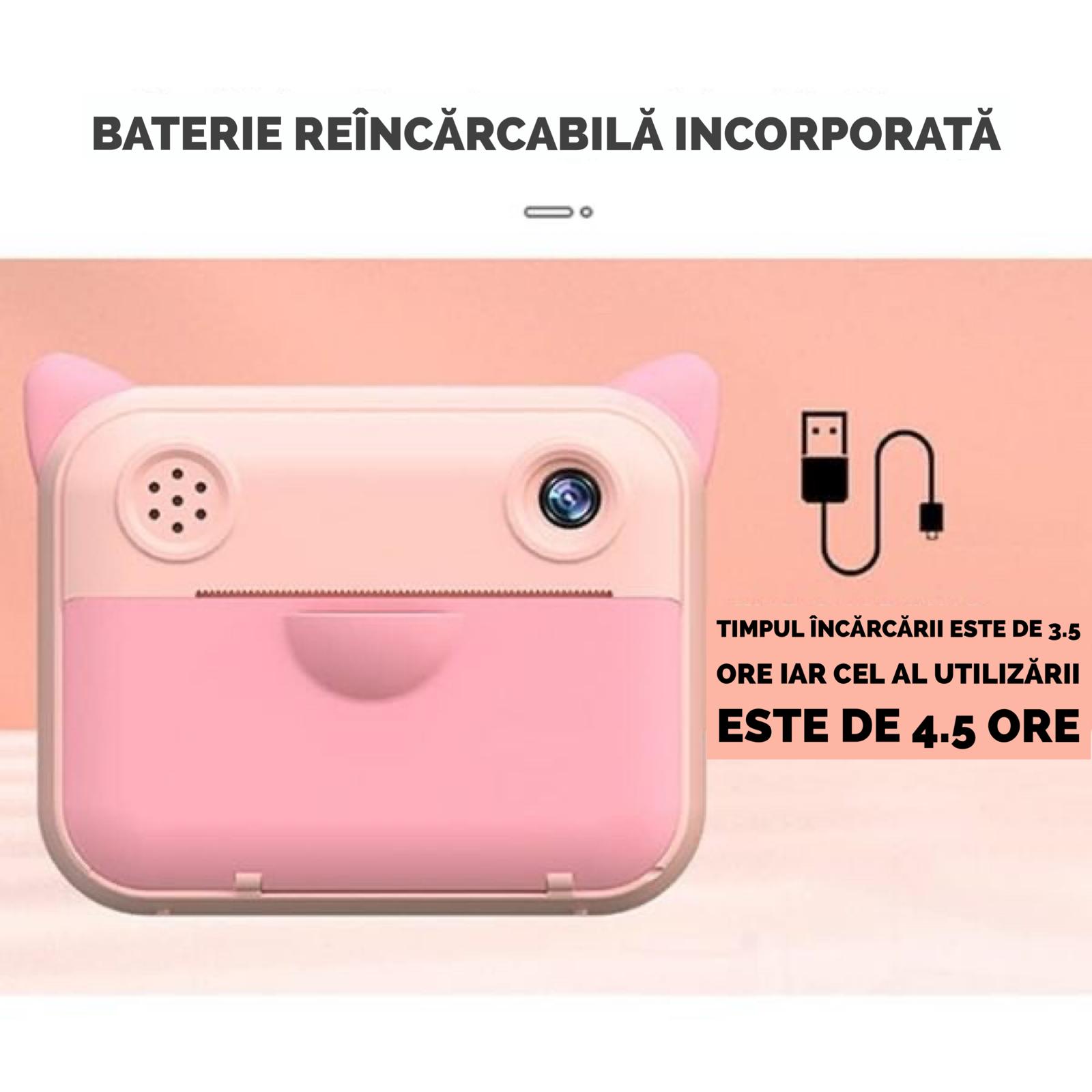Camera foto copii, cu imprimanta foto instant, 20 Mpx, full HD 1080 P ...