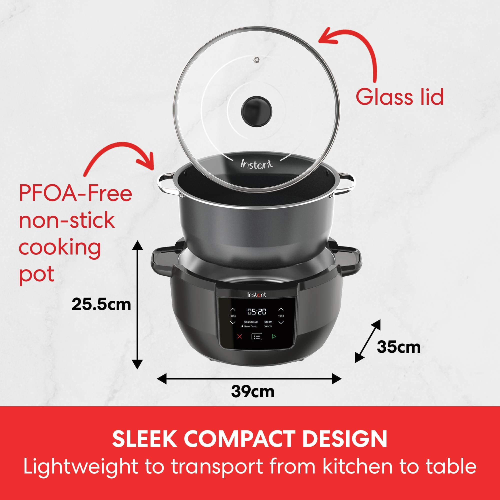 Slow Cooker Instant Pot, 800W, Capacitate 7.1L, Keep Warm, 4 in 1 ...