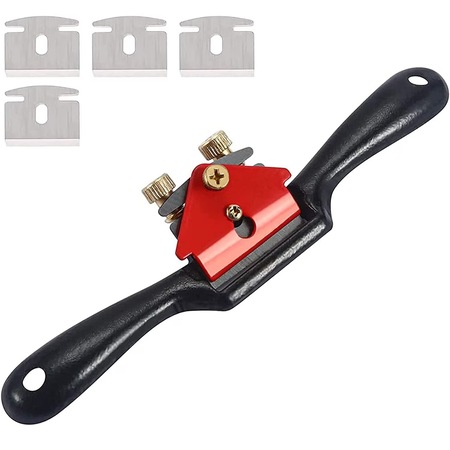 Rindea manuala pentru lemn Mmgoqqt, 4 lame incluse, negru/rosu, 21.5cm ...