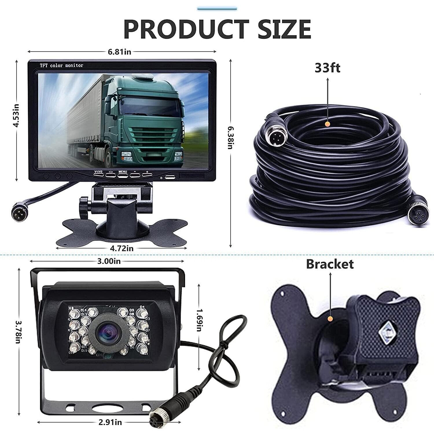 Camera de marsarier cu monitor LCD, Mmgoqqt, 12V-24V - eMAG.ro