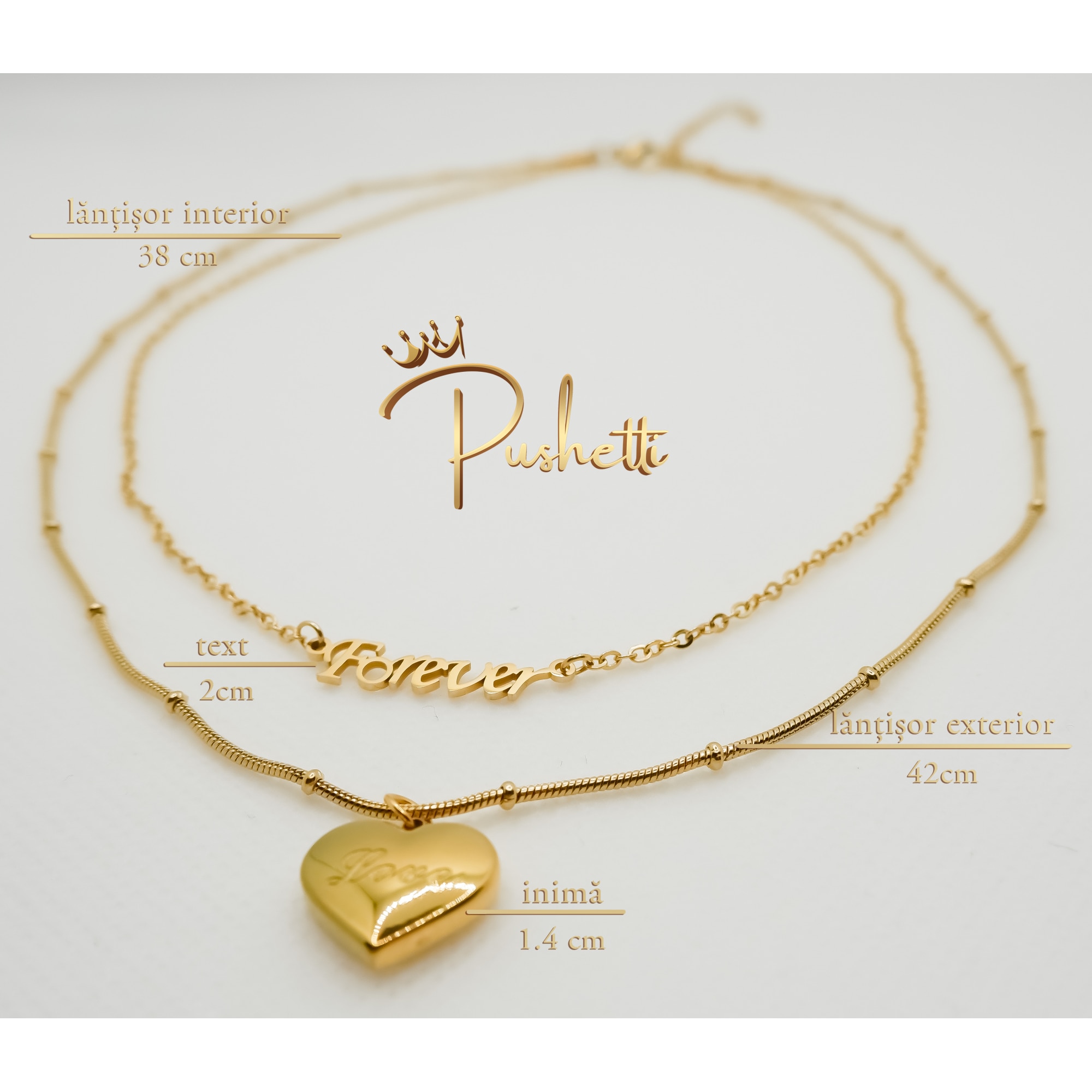 Set cadou pentru Mama - lantisor dublu cu pandantiv in forma de inima ...