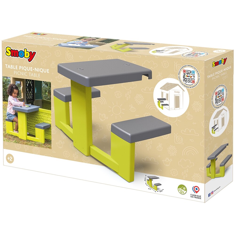 Masa de picnic cu doua banci Smoby pentru casuta - eMAG.ro