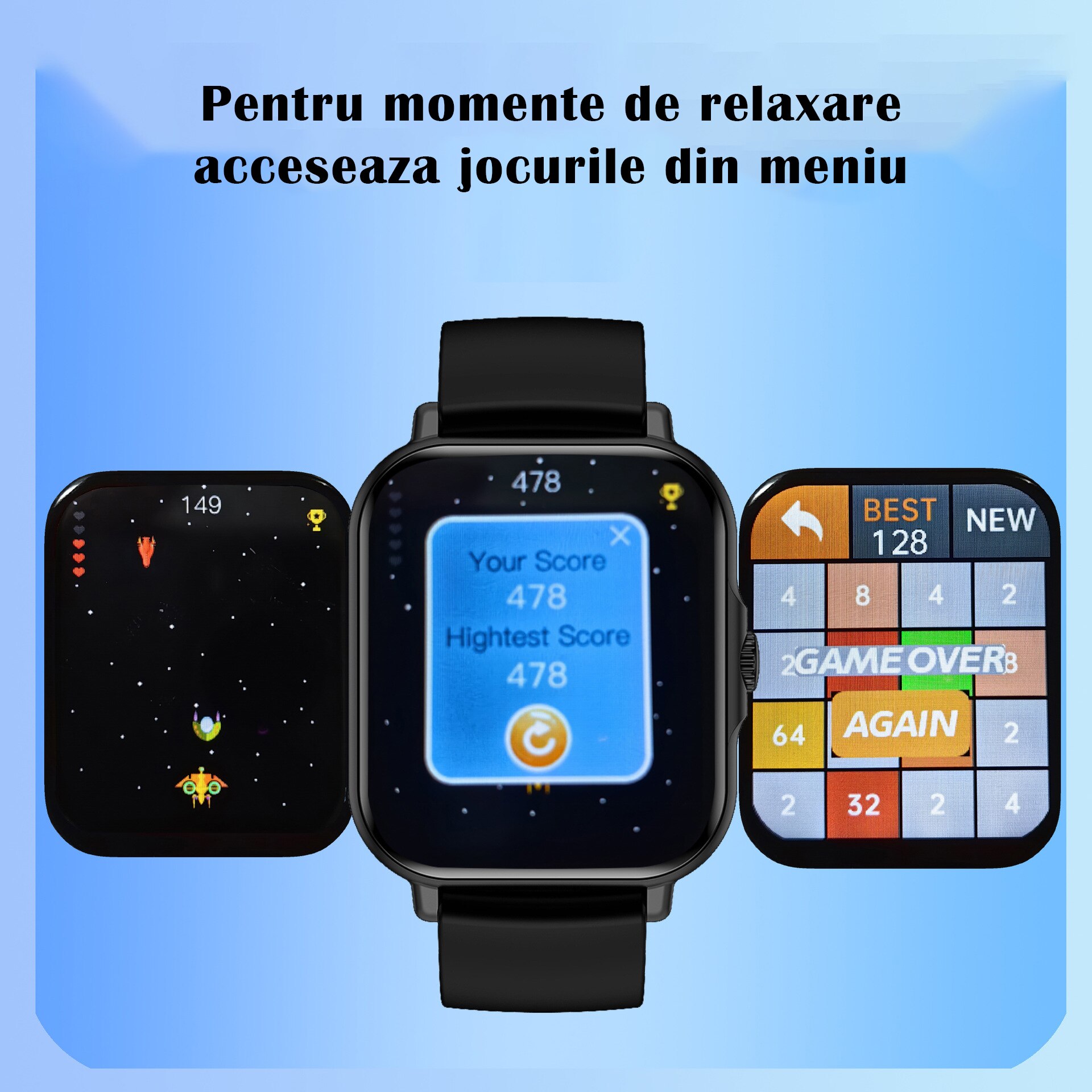 Ceas Smartwatch, Bluetooth, Compatibilitate iOS si Android, Peste 100 ...