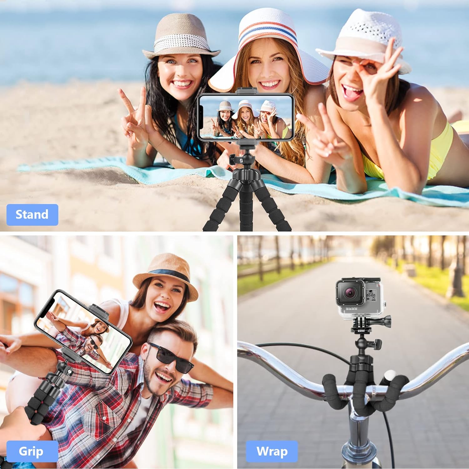Set 2 Mini trepied, JENUOS®, Aplicabil la camera/telefon, Universal ...