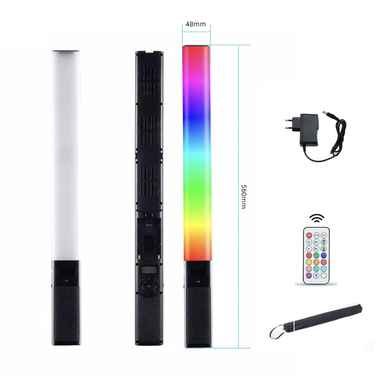 Bagheta led bicolor, RGB 56cm cu alimentator si telecomanda Tolifo ST ...