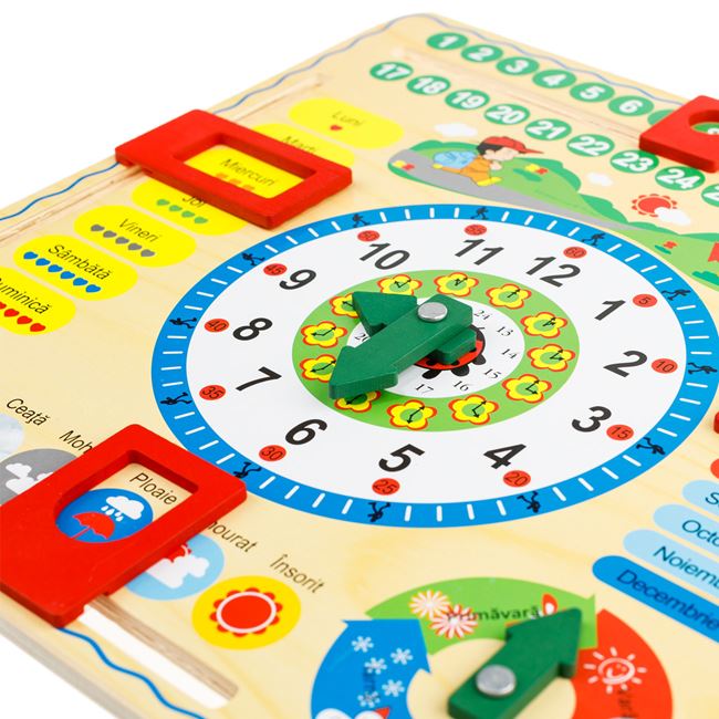 Ceas Calendar Educativ din Lemn - eMAG.ro