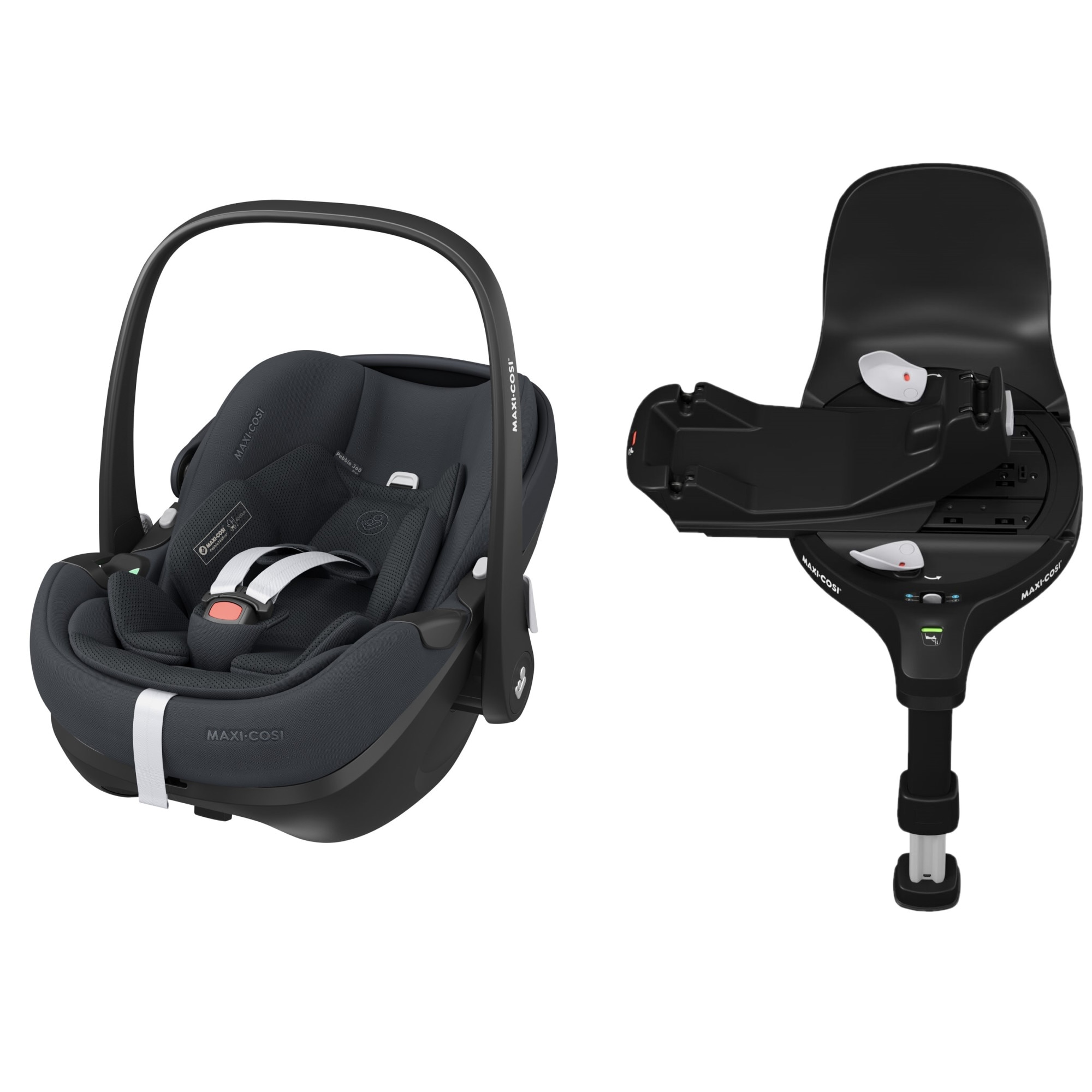 Комплект столче за кола Maxi-Cosi Car Pebble 360 PRO2 I-Size Essential Graphite, 40-87 см, с ...