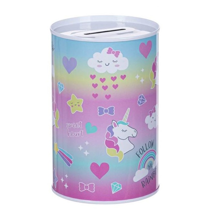 Pusculita metalica, model unicorni, Syamag, Ø8x12.5 cm - eMAG.ro