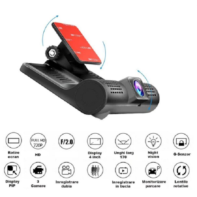 Camera Auto Tripla Blackbox L300-1, Full-HD, 3 Camere - Fata/Spate ...