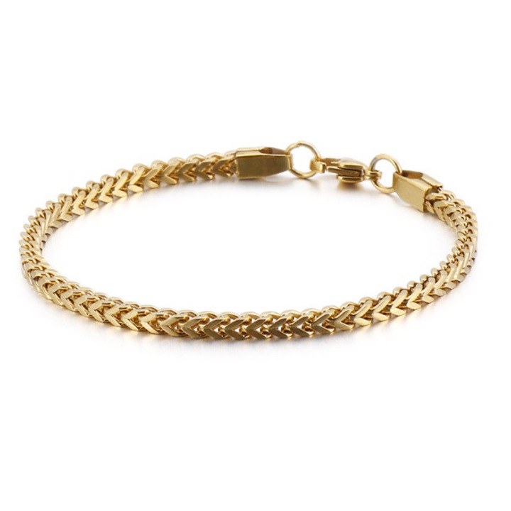 Bratara unisex Fiarra® cu lant de otel inoxidabil 316L, placata cu aur ...