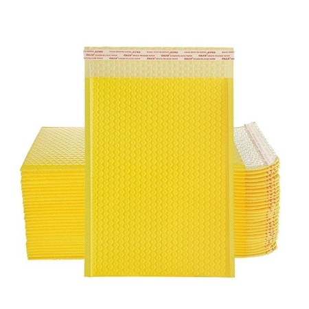 Set 50 plicuri din plastic colorat cu bule antisoc, 150 x 180mm, galben ...