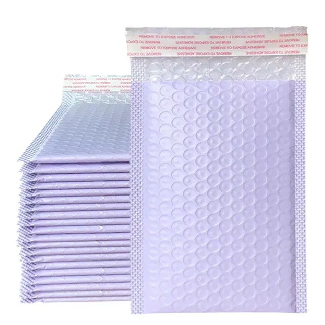 Set 50 plicuri din plastic colorat cu bule antisoc, 150 x 180mm, lila ...