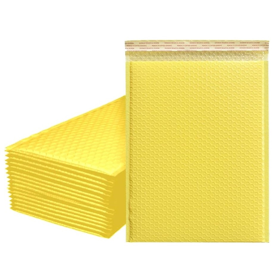 Set 50 plicuri din plastic colorat cu bule antisoc, 150 x 180mm, galben ...