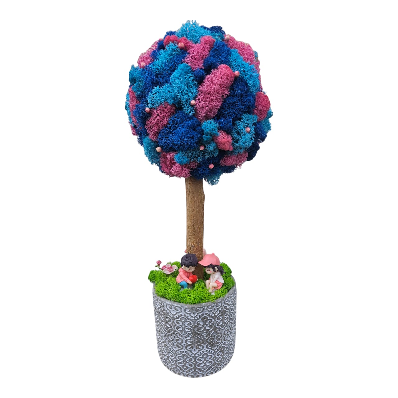 Aranjament floral tip Copacel cu licheni stabilizati, flori naturale ...