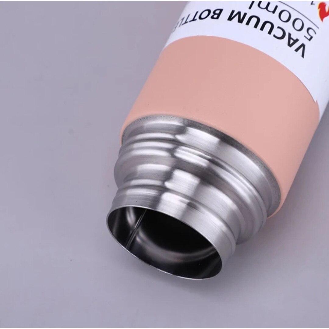Set Termos, Roz, 500 ml, 3 cani cu maner, termoizolant, pereti dubli ...