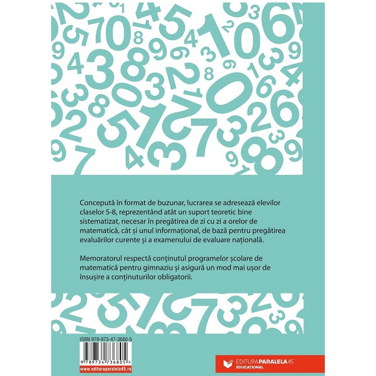 Memorator matematica cls. V-VIII, Daniel Vladucu, Marta Kasa - eMAG.ro