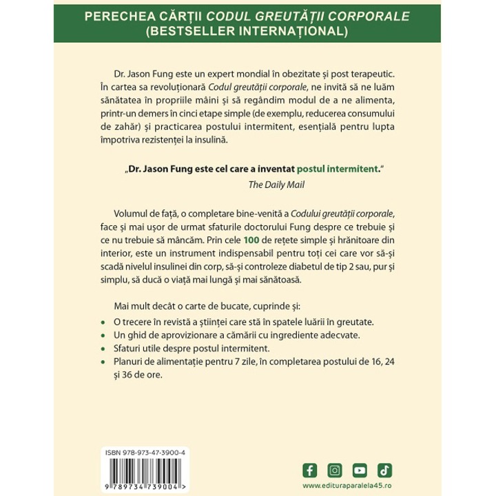 Codul greutatii corporale. Carte de bucate, Dr. Jason Fung - eMAG.ro