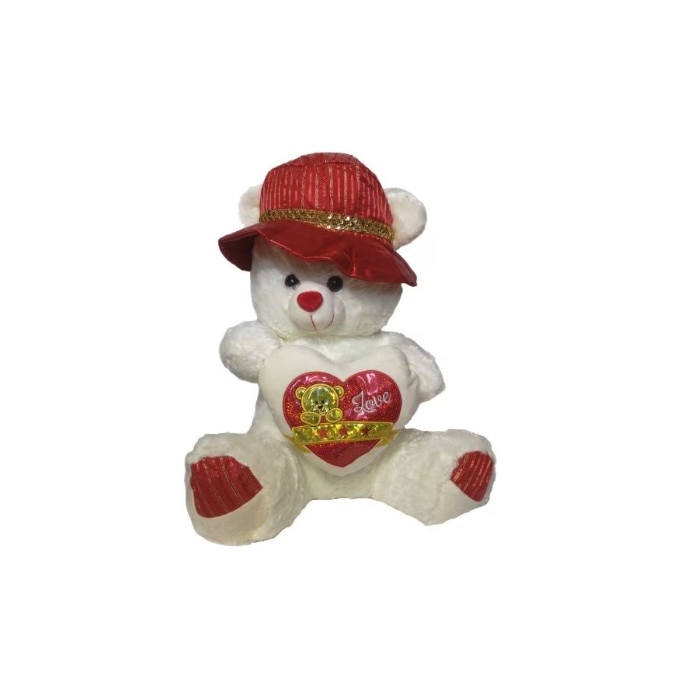 Urs de plus alb cu inima si palarie, 25 cm Concept E Efrall - eMAG.ro