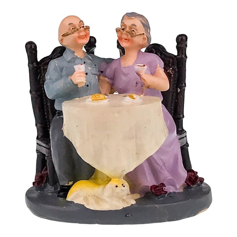 Statueta decorativa, Bunicul cu bunica stand la masa, 10 cm, 1803H-1 ...