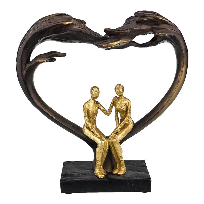 Statueta decorativa, Inima cu doi indragostiti, 25 cm, 1861H-1 - eMAG.ro
