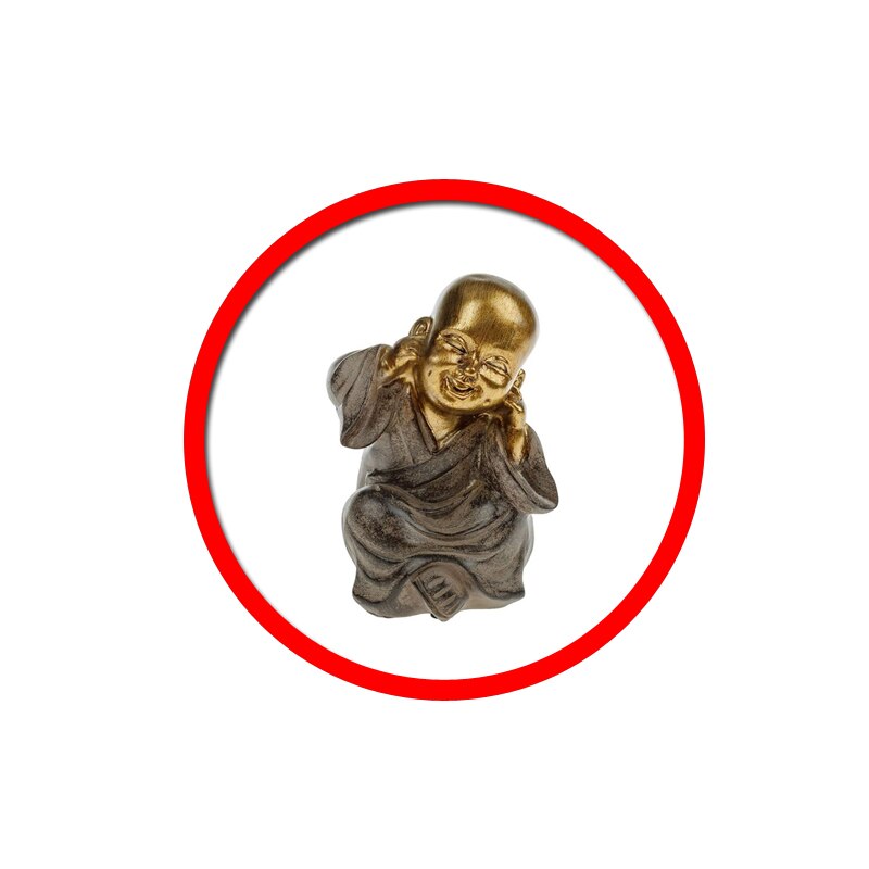 Decoratiune de masa, Calugar cu urechi acoperite, 16 cm, Ceramica, ATU ...