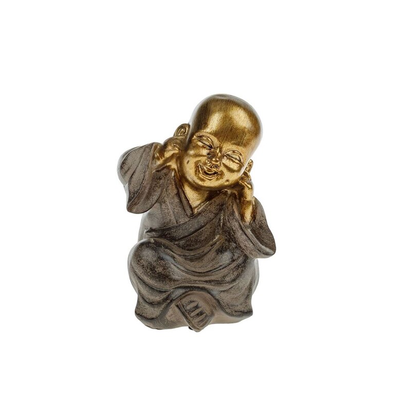 Decoratiune de masa, Calugar cu urechi acoperite, 16 cm, Ceramica, ATU ...