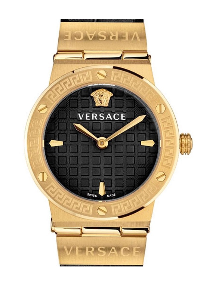 Ceas dama, Versace, Inox/Piele, Negru/Auriu - eMAG.ro