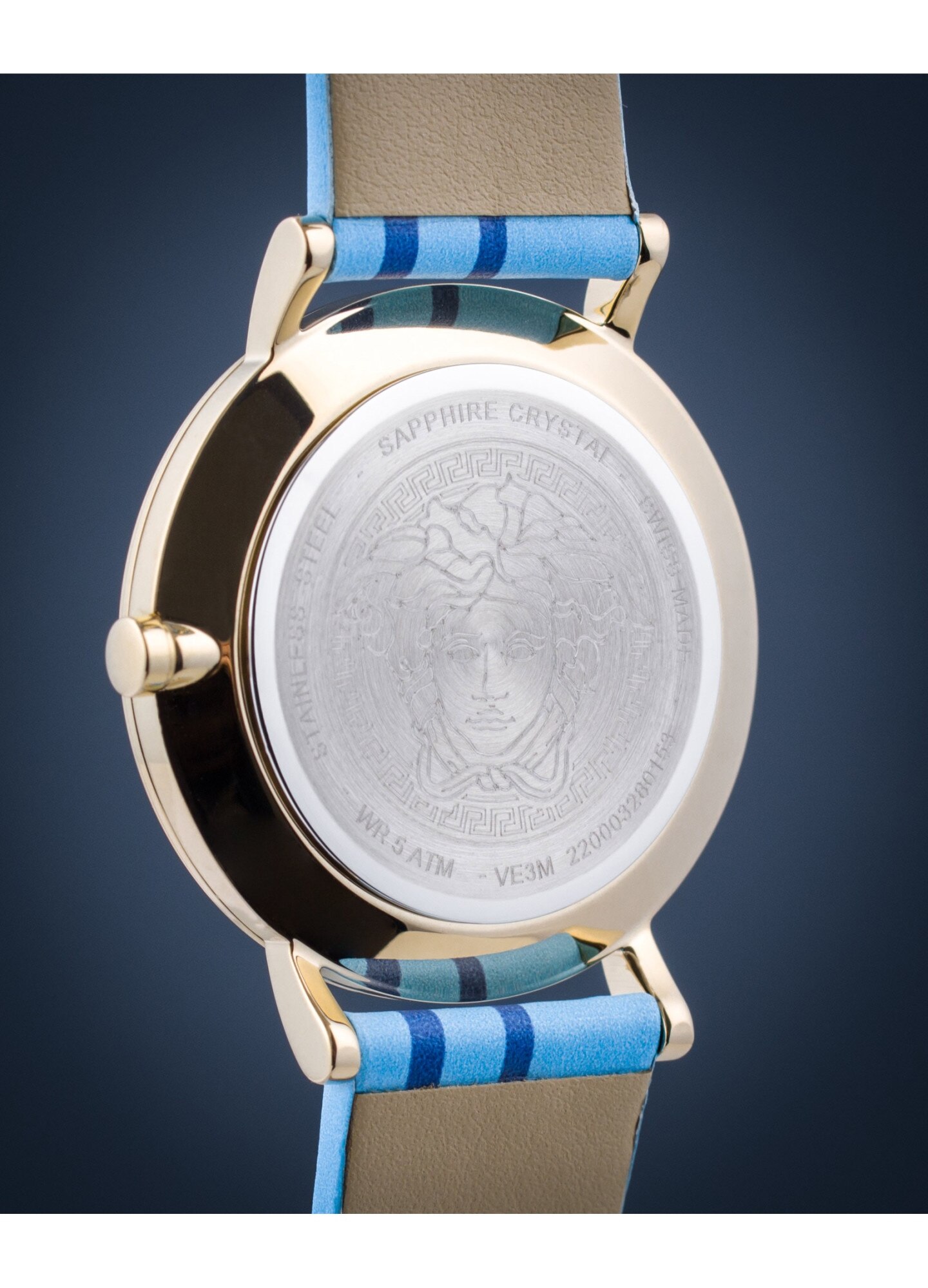 Ceas dama, Versace, Inox/Piele, Albastru/Auriu - eMAG.ro