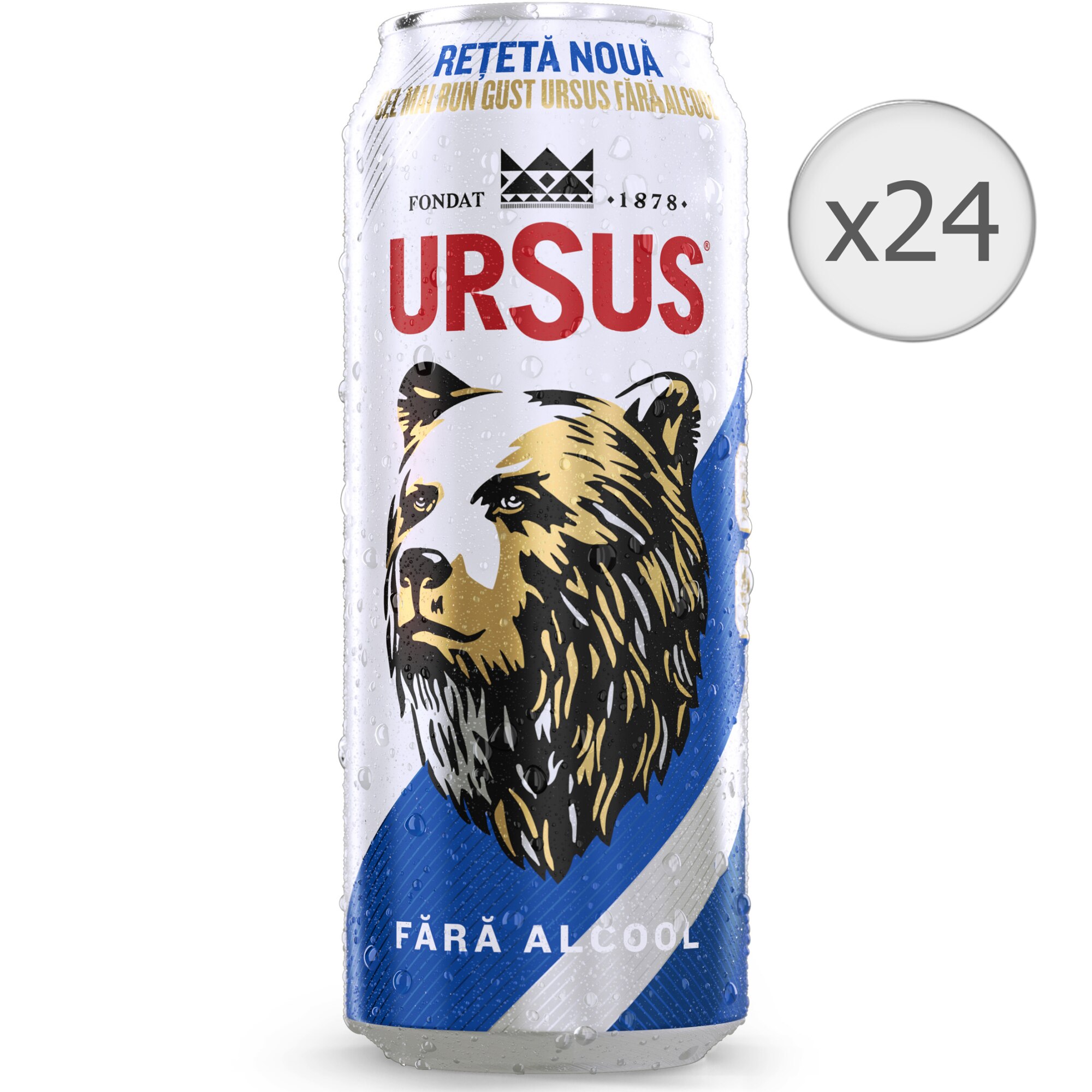 Bere blonda Ursus fara alcool, doza, 24 x 0.5l - eMAG.ro