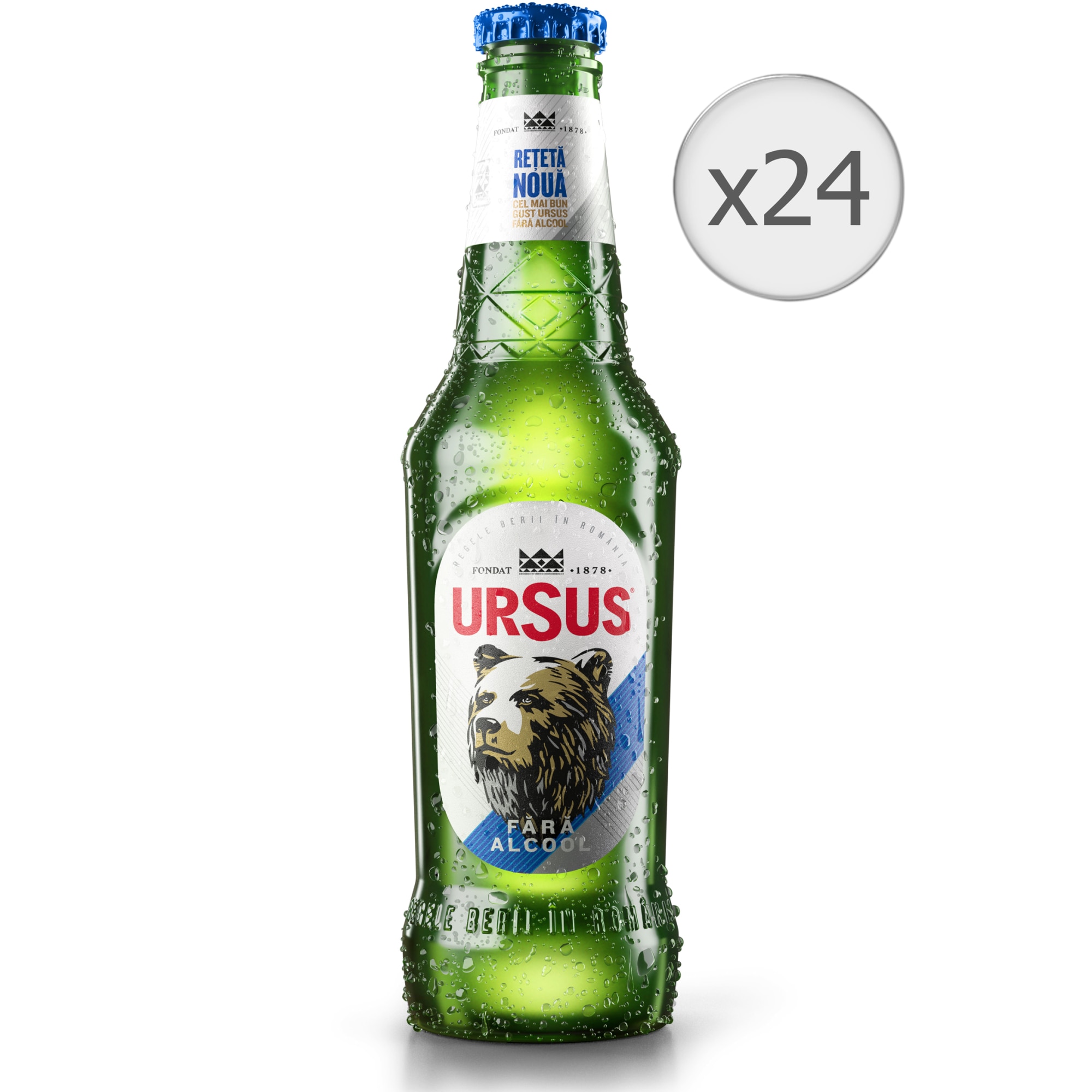 Bere blonda Ursus fara alcool, sticla, 24 x 0.33l - eMAG.ro