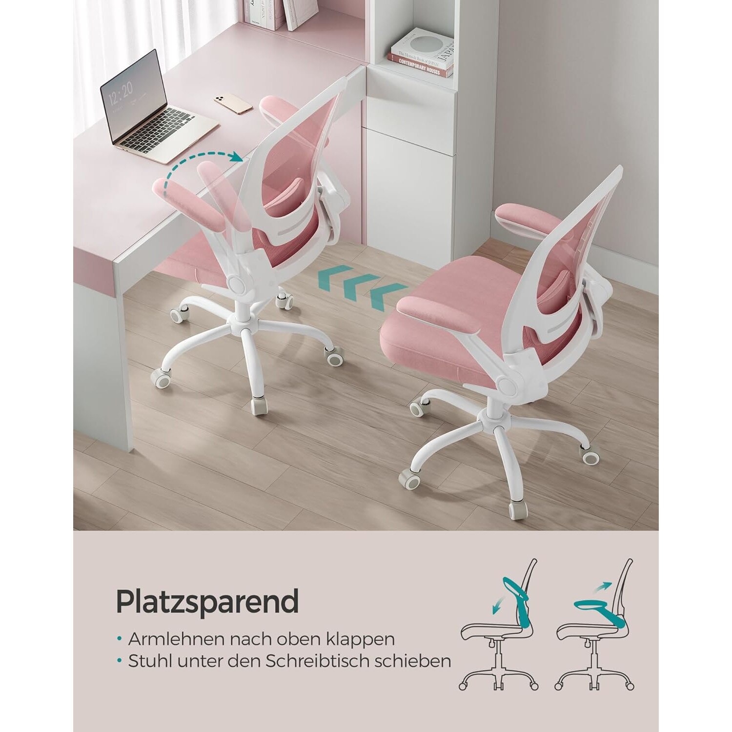 Scaun de birou ergonomic cu suport lombar reglabil, cotiere pliabile ...